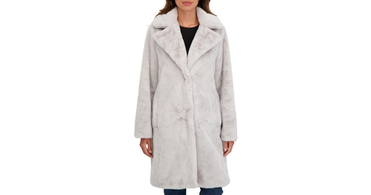Sebby Cozy Faux Fur Coat in Gray | Lyst