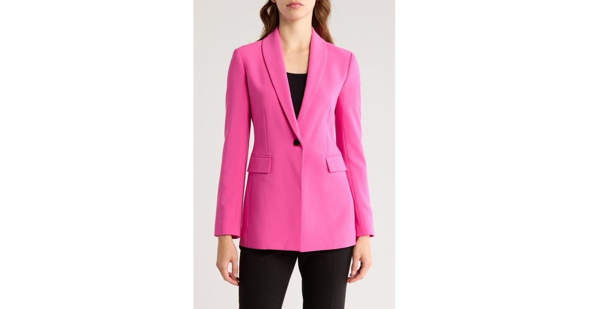 Theory Shawl Collar Power Blazer Jacket in Pink | Lyst