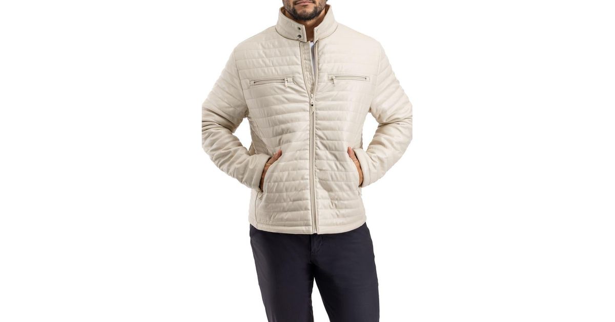 Xray Jeans Faux Fur Lining Quilted Faux Leather Jacket in Natural for ...
