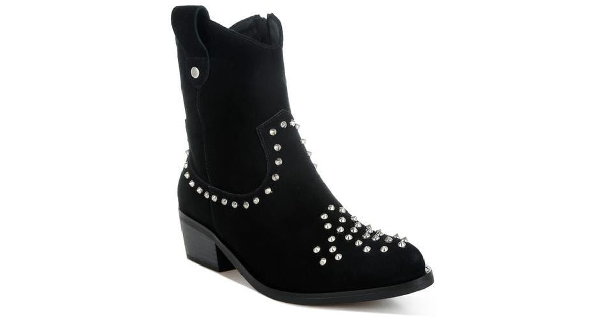 Rag & Co Hira Stud Western Boot in Black | Lyst