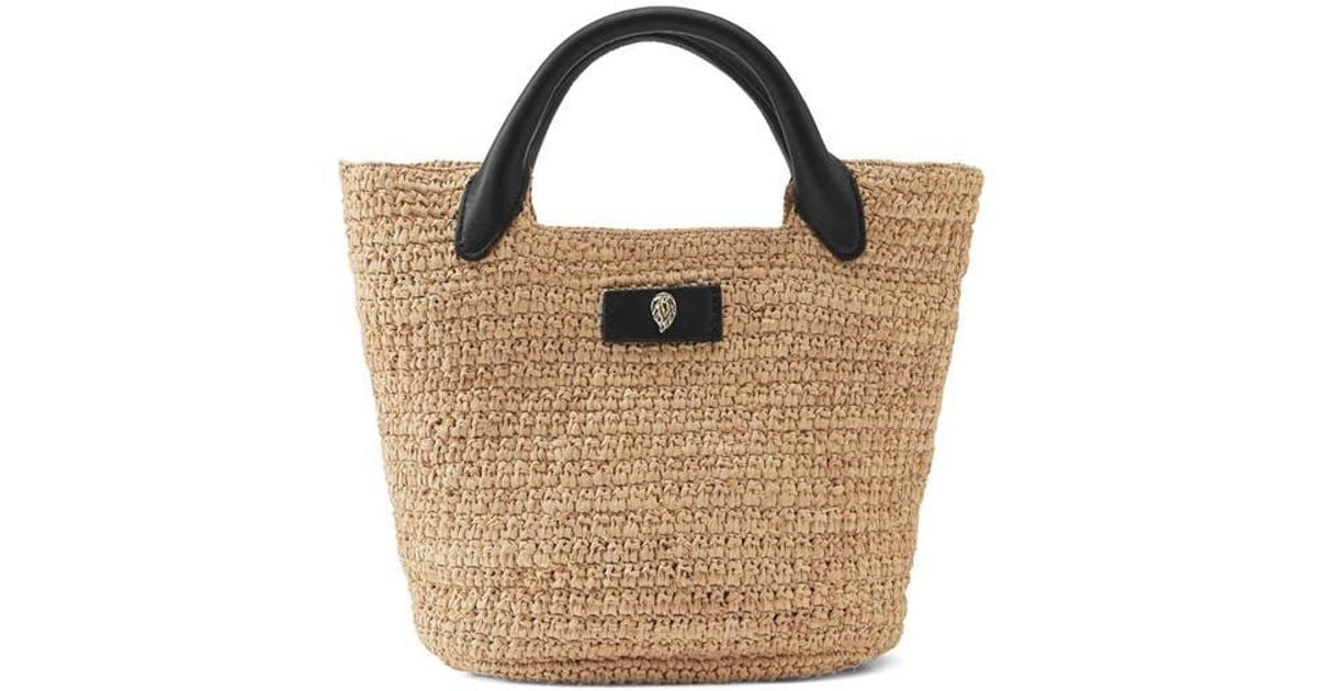 Helen Kaminski Mini Cassia Woven Raffia Tote Bag in Brown | Lyst