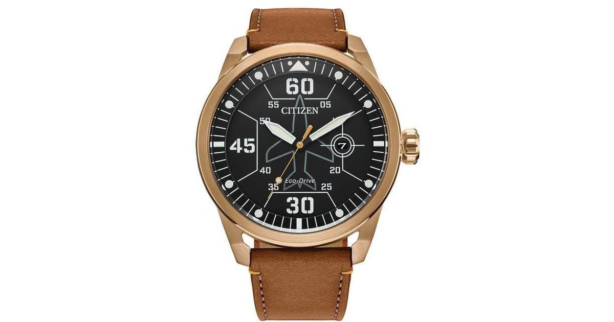 Citizen Aviation-Inspired Eco-Drive Leather Watch in Black for Men | Lyst
