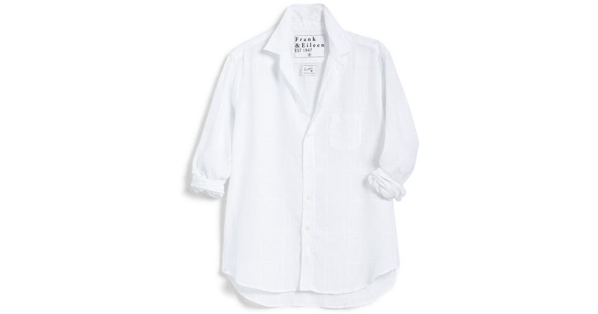 Frank & Eileen Eileen Windowpane Relaxed Linen Button-Up Shirt in White | Lyst