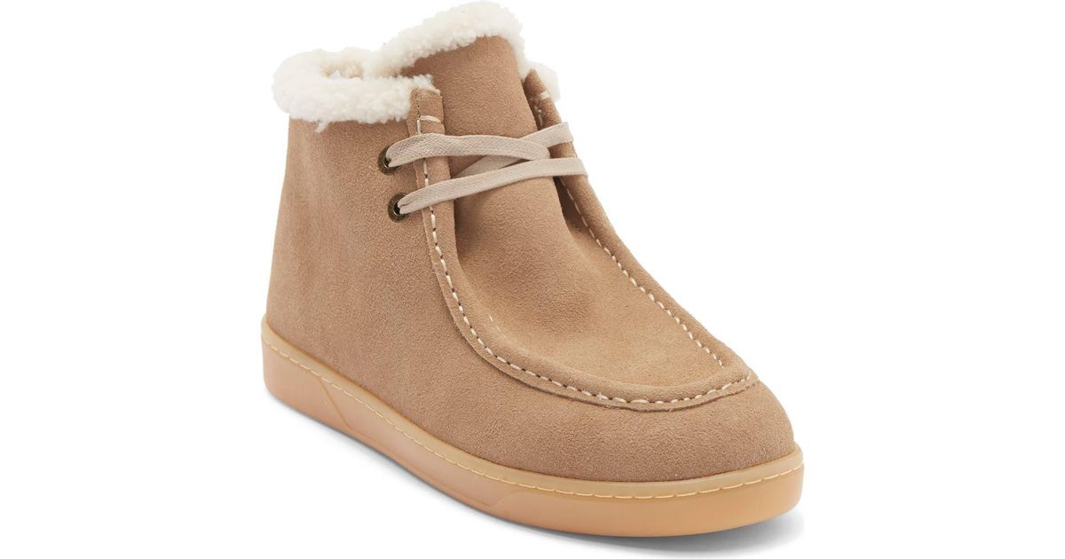 J/Slides Halo Faux Shearling Lined Moc Chukka Boot in Natural | Lyst
