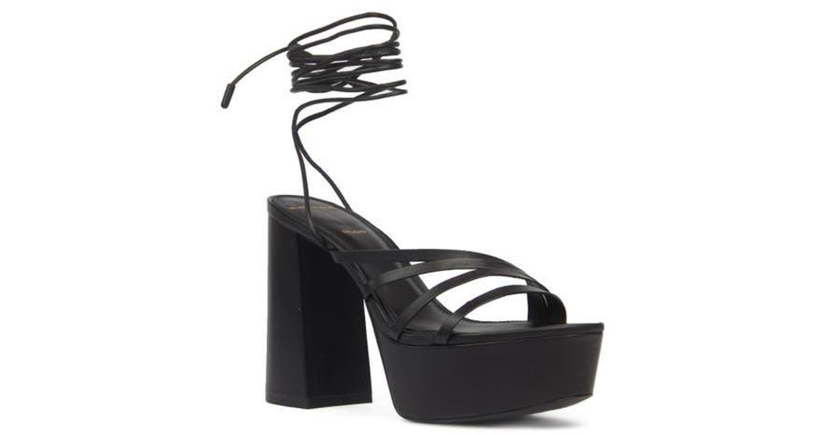 Black Suede Studio Suede Studio Elsa Ankle Tie Platform Sandal in Black ...