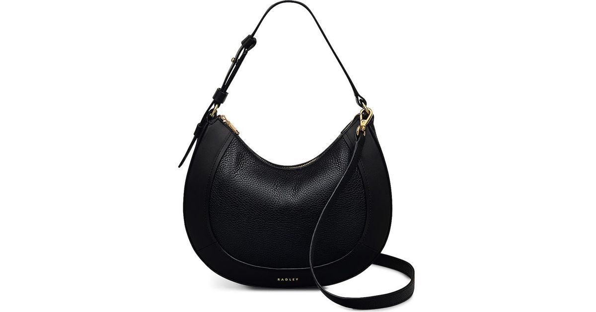 Radley Merchant Hall Small Crescent Leather Shoulder Bag in Black | Lyst