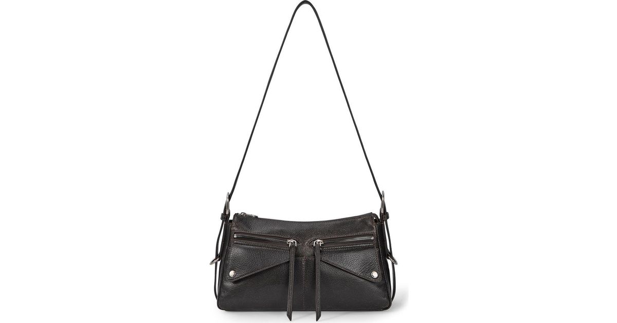 orYANY Moto Leather Shoulder Bag in Black | Lyst