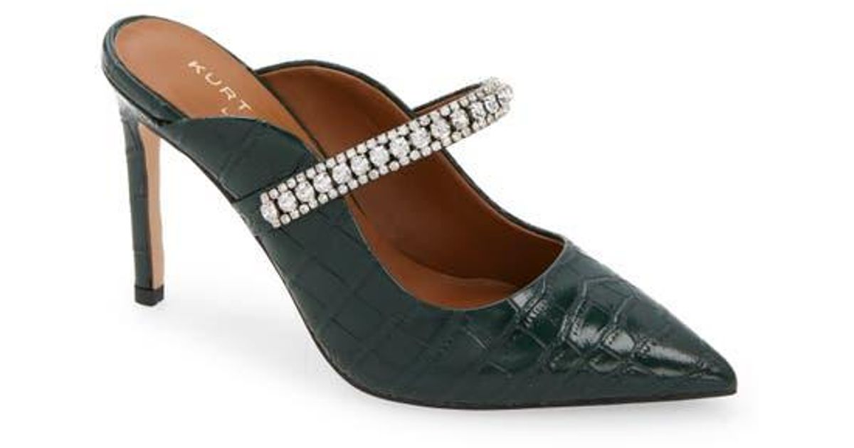 Kurt Geiger Duke Crystal Strap Pointed Toe Mule in Brown | Lyst