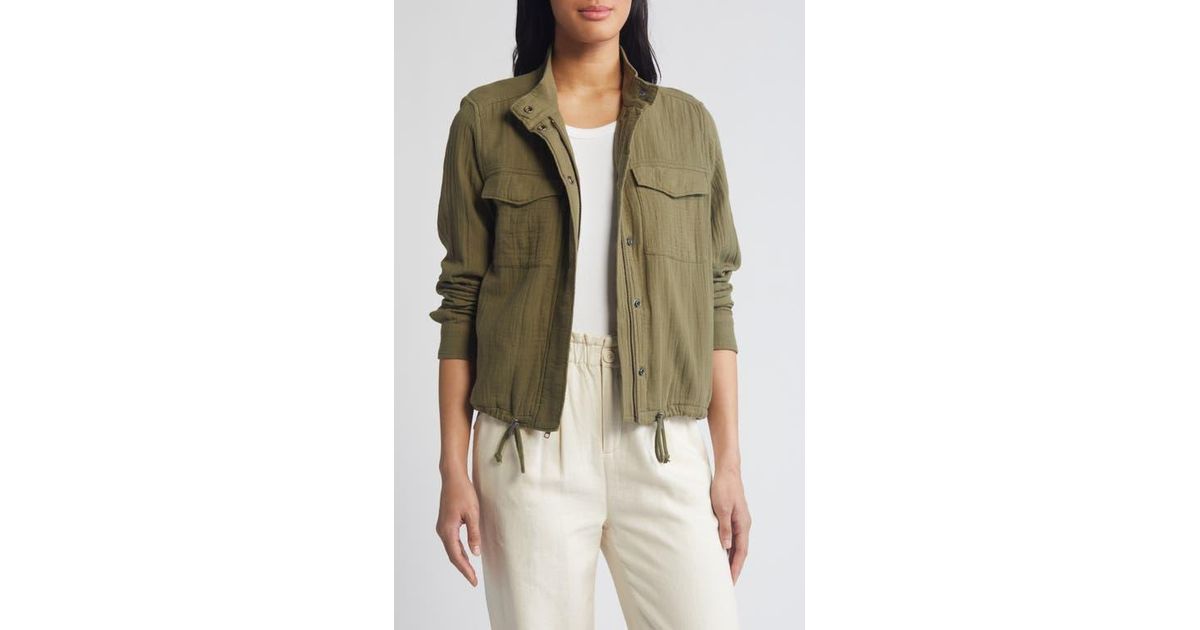Caslon Cotton Gauze Utility Jacket in Green | Lyst
