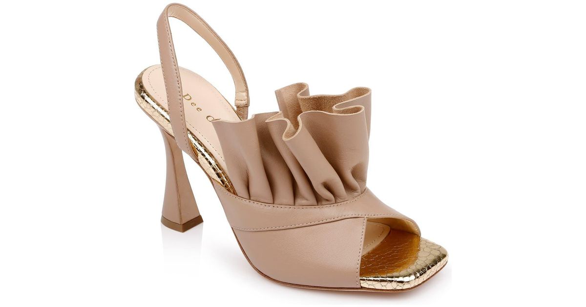 Dee Ocleppo Flutter Ruffle Slingback Pump in Brown | Lyst