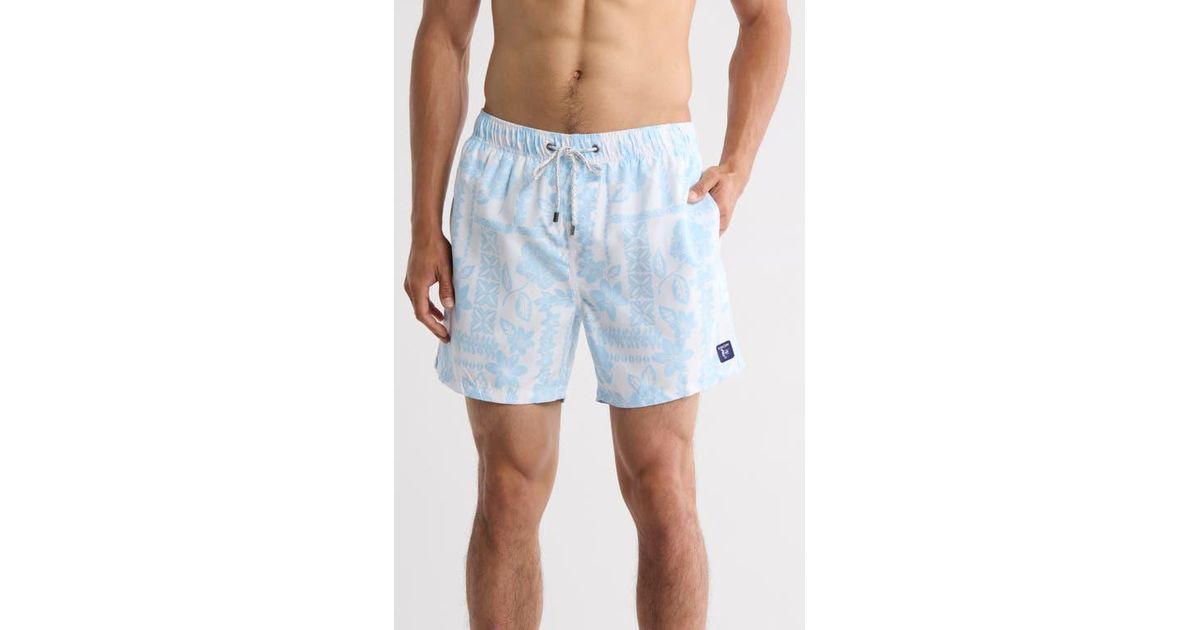 Vintage Summer Lei Border Swim Trunks in Blue for Men | Lyst
