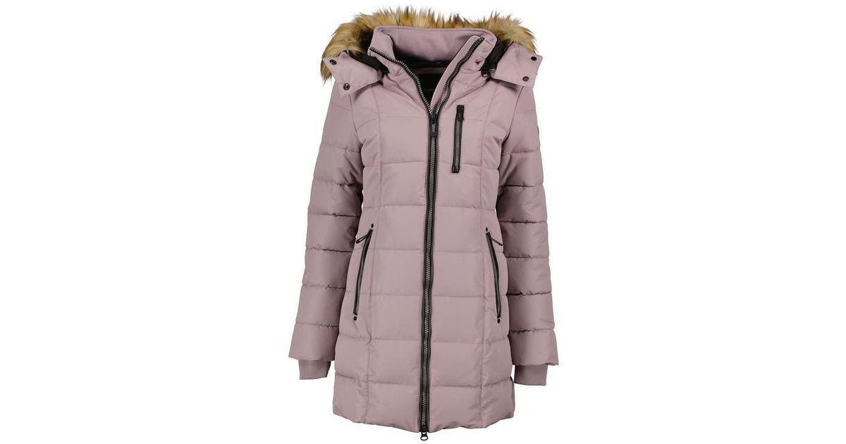 Noize Hannah Faux Fur Trim Hooded Parka in Brown | Lyst