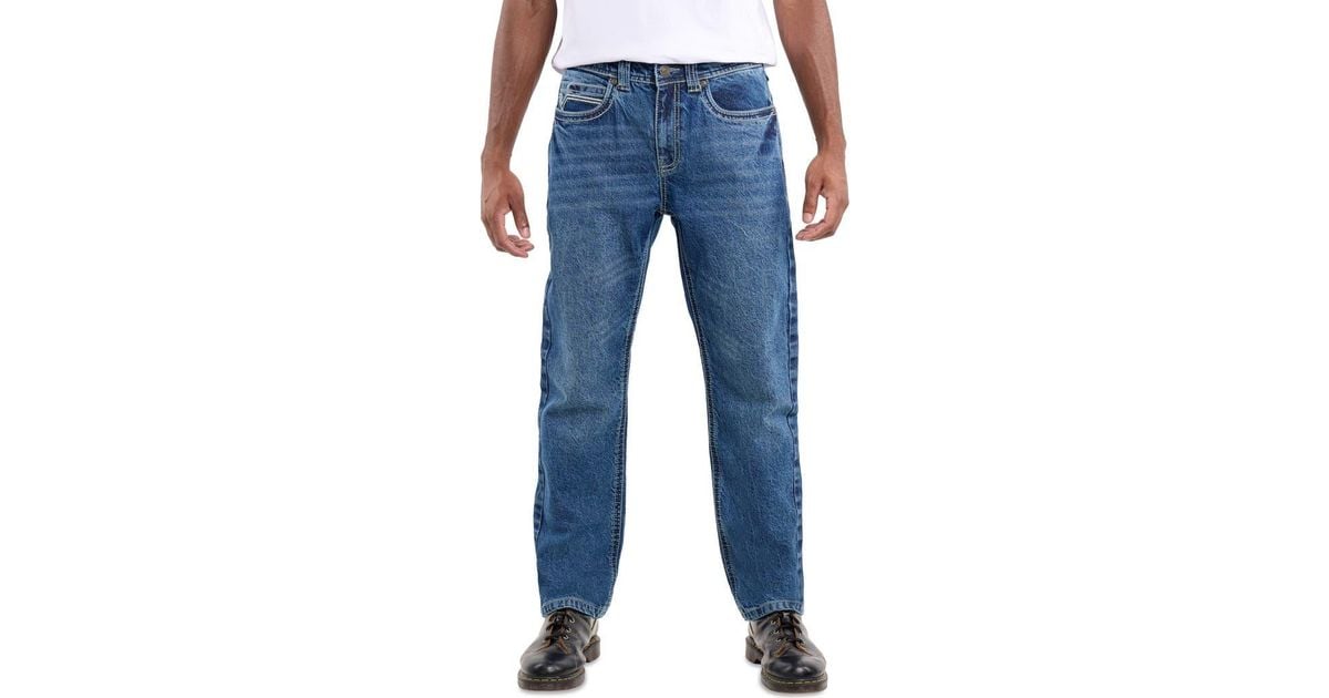 Xray Jeans Saddle Stitch Relaxed Straight Leg Jeans in Blue for Men | Lyst