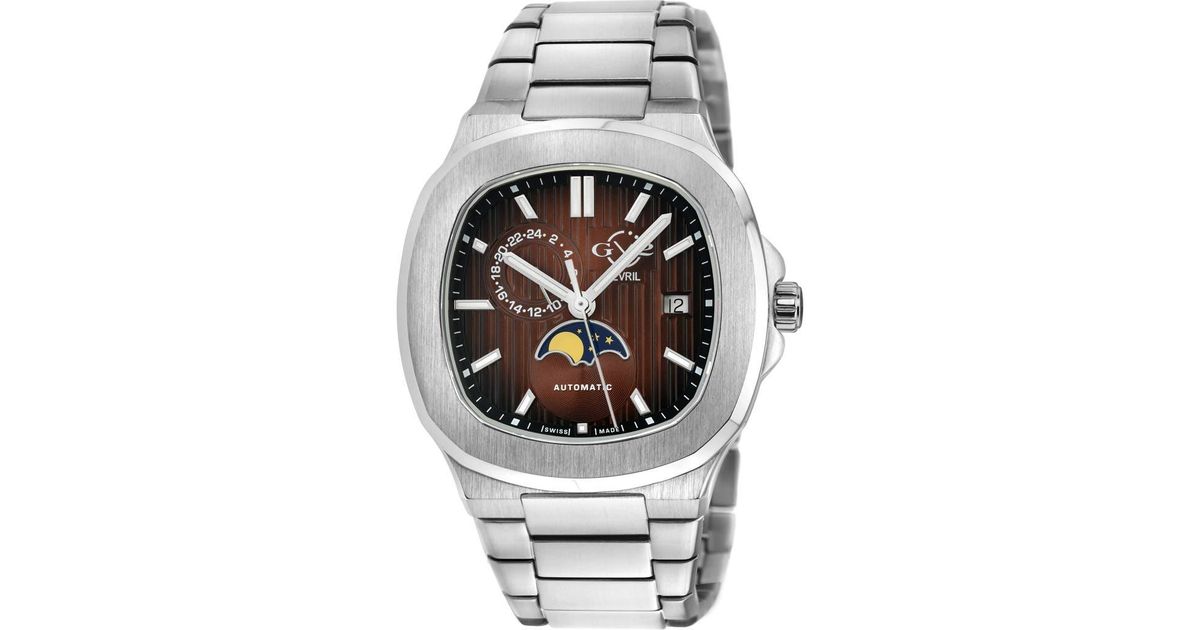 Gv2 Pontente Moon Phase Swiss Automatic Watch, 40Mm in Metallic for Men ...