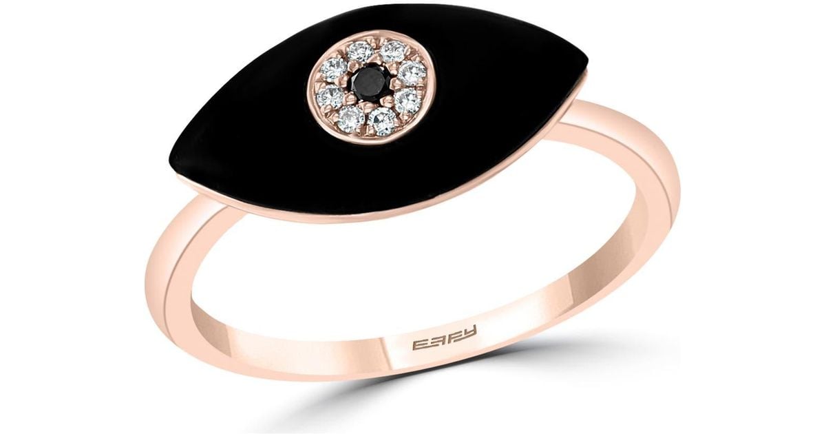 Effy Diamond & Onyx Evil Eye Ring in Black | Lyst