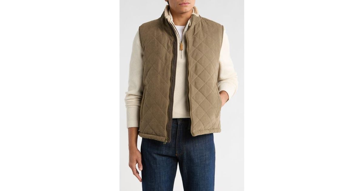 Rainforest Faux Shearling Lined Quilted Vest in Brown for Men | Lyst