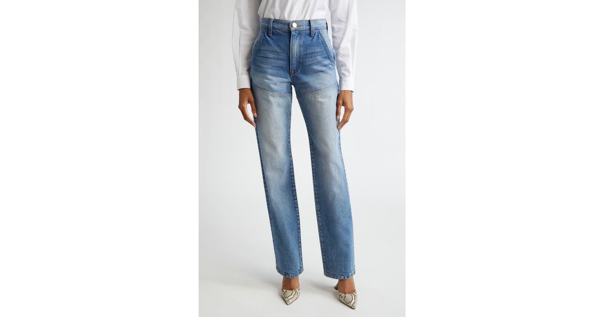 Brandon Maxwell The Wyatt Two Tone High Waist Straight Leg Jeans in ...