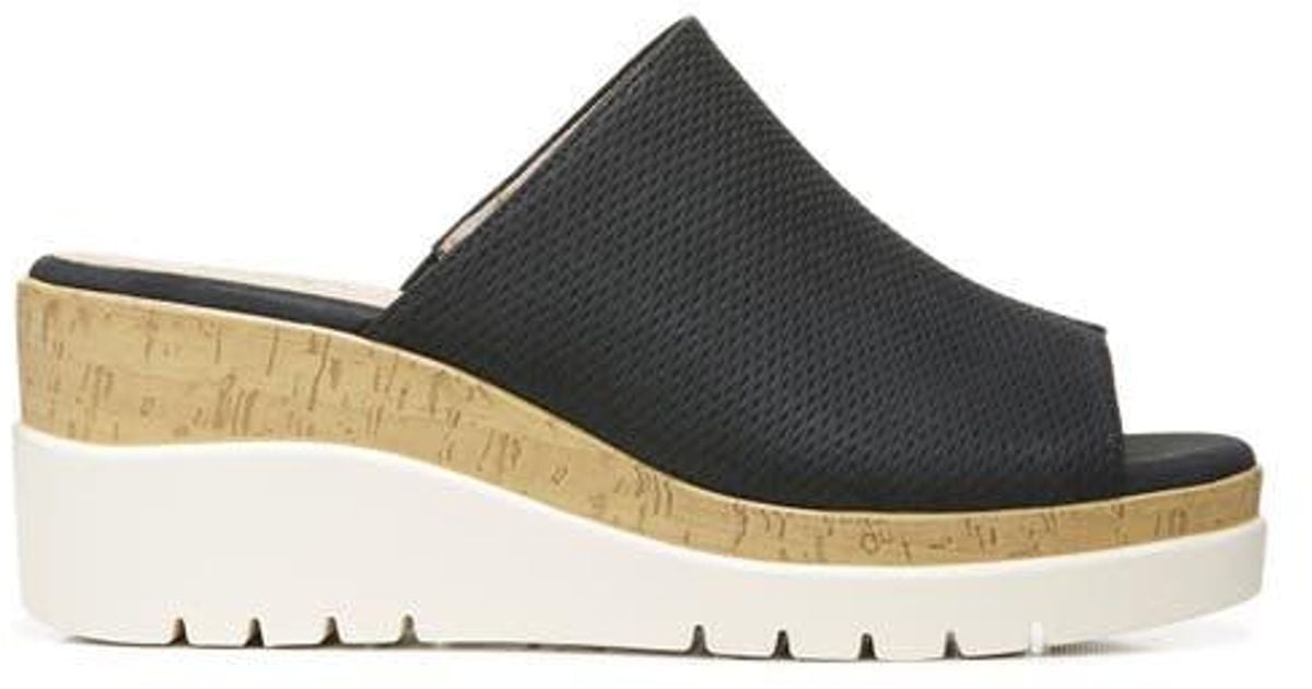 Naturalizer Platform Wedge Slide Sandals in Black | Lyst