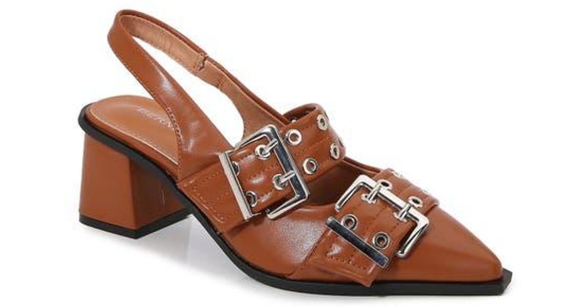 BERNESS Adrianna Double Buckle Slingback Pump in Brown | Lyst