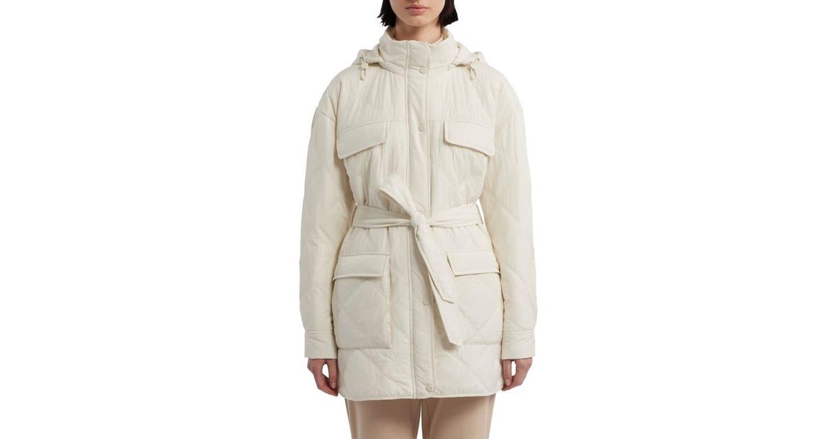 HUNTER Belted Packable Quilted Jacket in White | Lyst