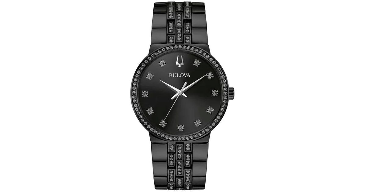 Bulova Crystal Bracelet Watch, 40Mm in Black for Men | Lyst