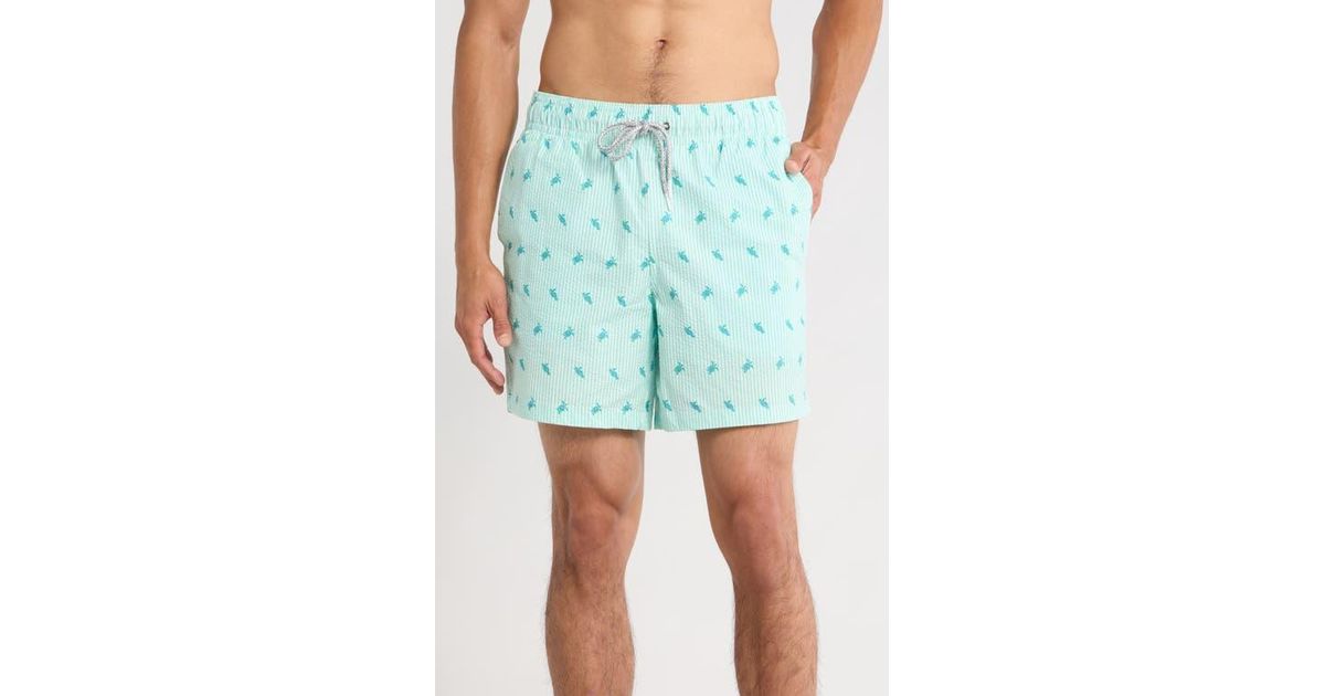 Rainforest Sea Turtles Seersucker Swim Trunks in Green for Men | Lyst