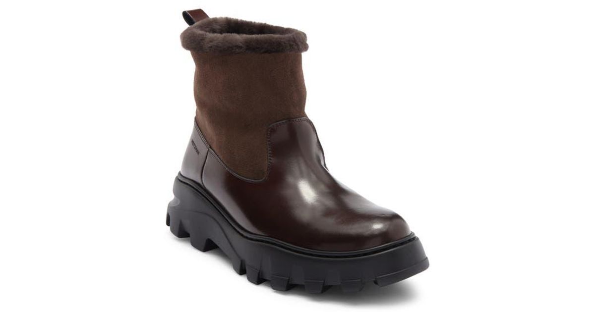 Stuart Weitzman Alton Genuine Shearling Lined Lug Sole Boot in Brown ...