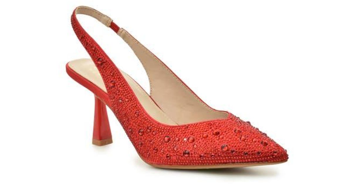 Nicole Miller Rhinestone Slingback Pump in Red | Lyst