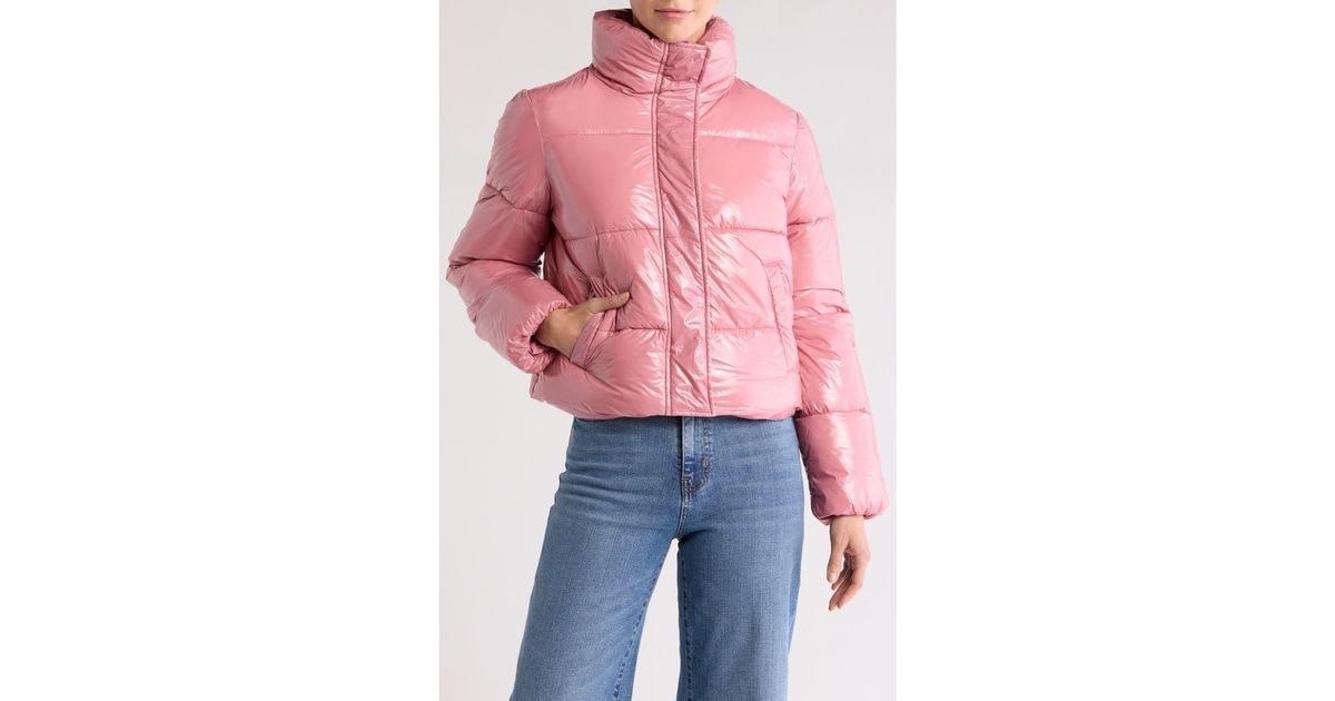 Noize Coco Crop Water Resistant Puffer Jacket in Pink | Lyst