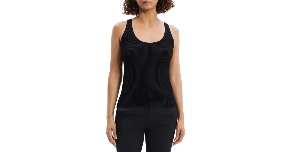 Theory Compact Rib Tank in Black | Lyst