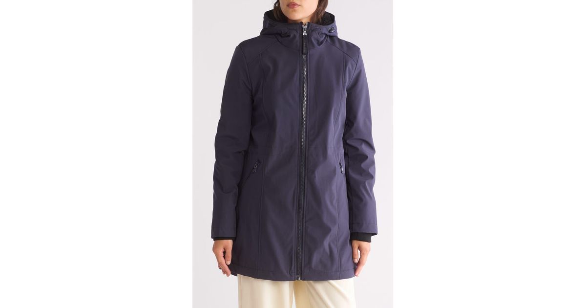 Calvin Klein Flextech Faux Shearling Lined Hooded Jacket in Blue | Lyst