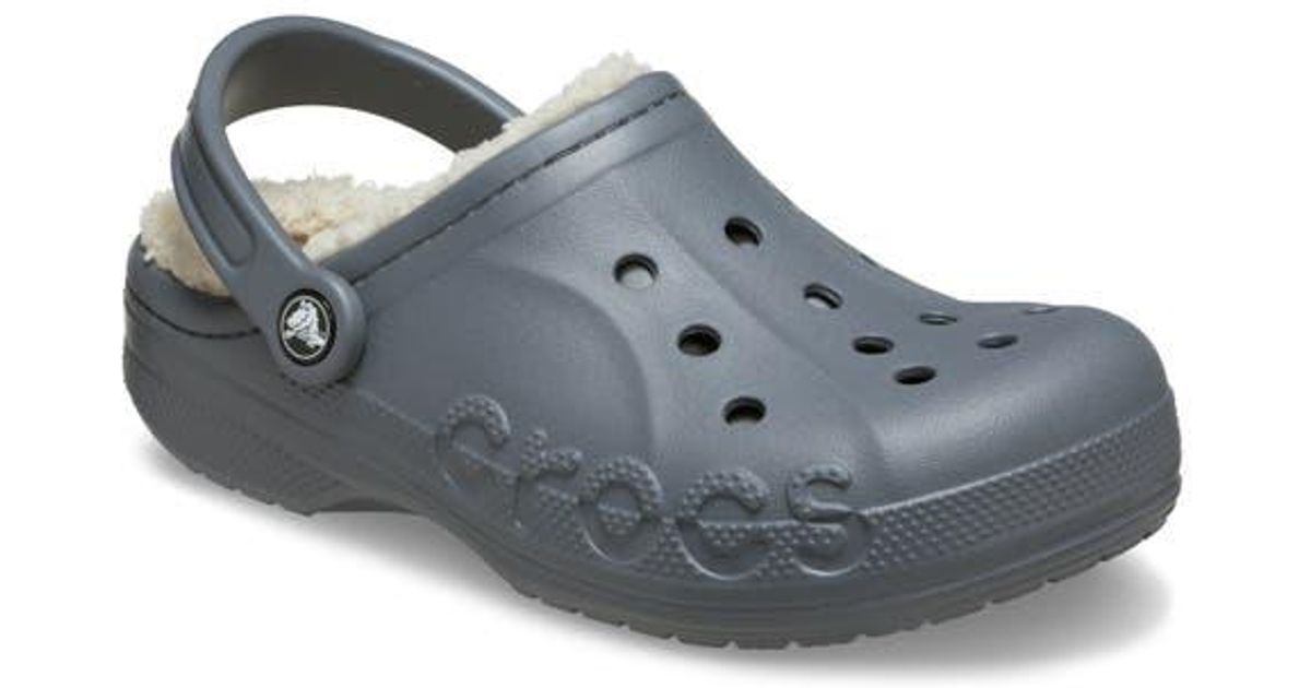 Crocs™ Baya Faux Fur Lined Clog Slipper in Gray | Lyst
