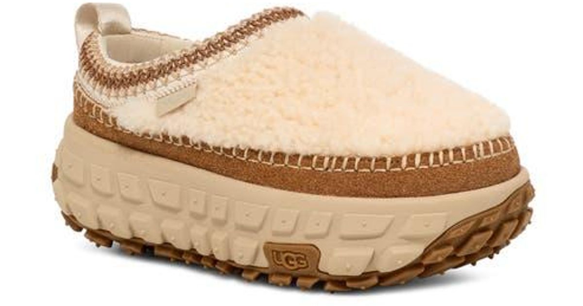UGG Venture Daze Genuine Shearling Platform Slip-On Shoe in Natural | Lyst