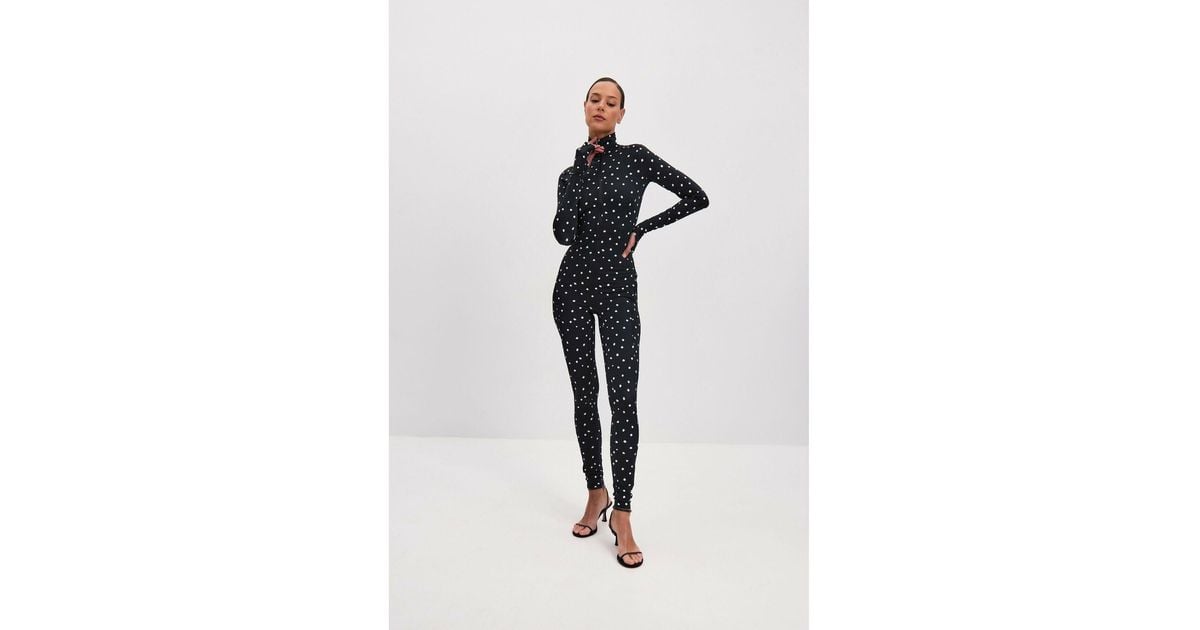 Monosuit Dots Black High Neck Suit in White | Lyst