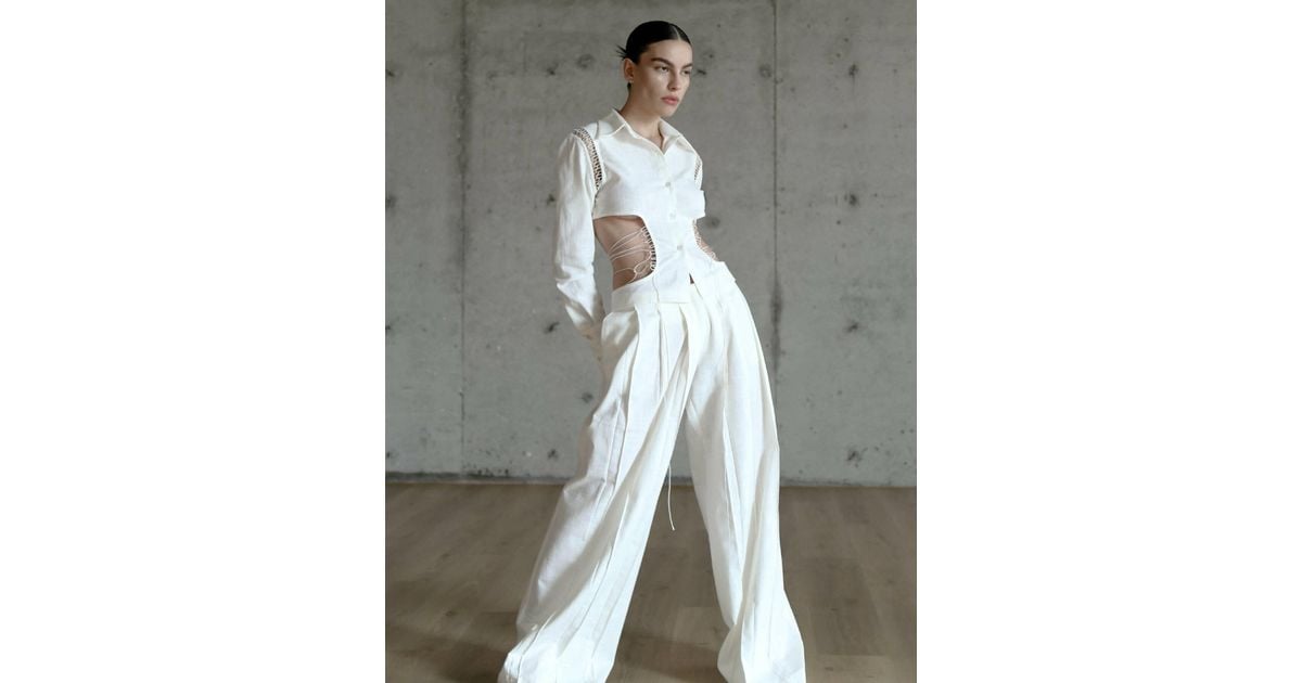 Maet Studio Ardite Low-rise Linen Pants in Gray | Lyst