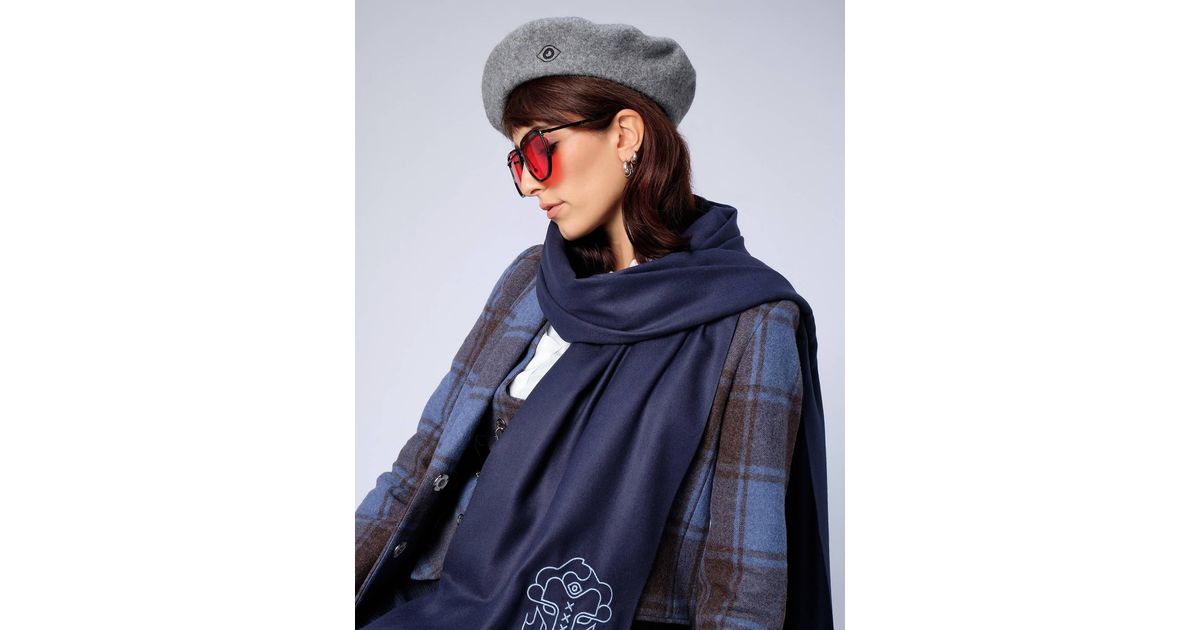 StillSveta Grey Beret With Eye Design in Blue | Lyst