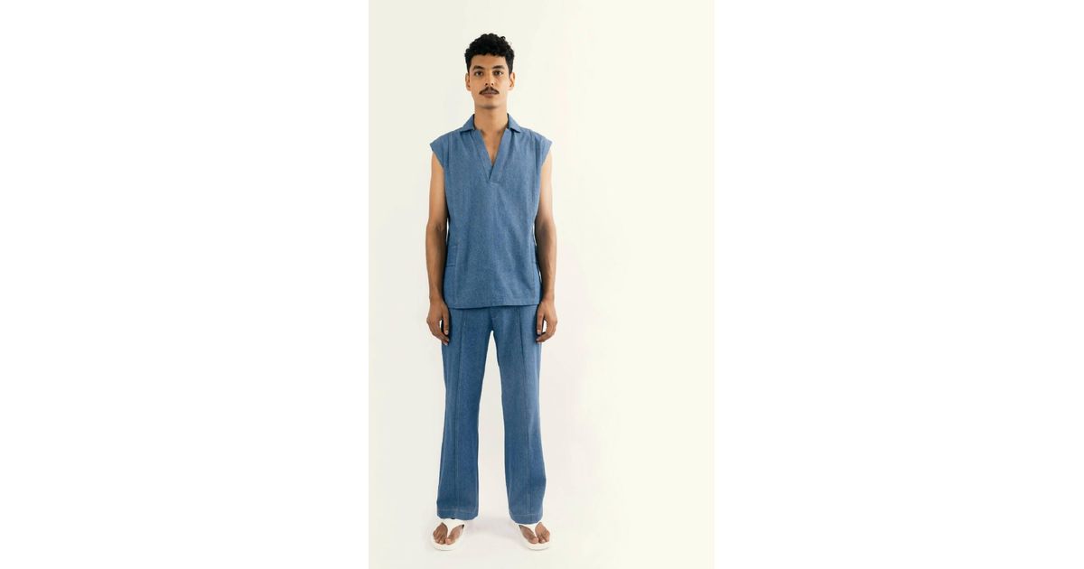 OSHIN Open Collar Vest in Blue | Lyst