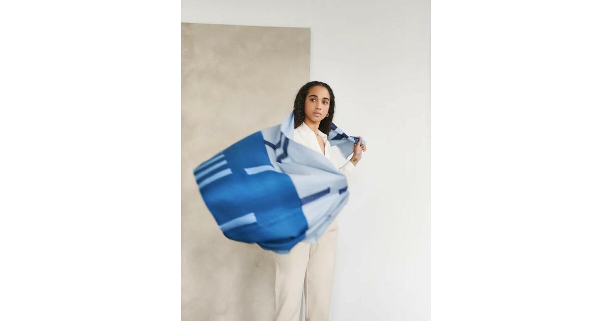 Variously Harbon Merino Silk Scarf in Blue | Lyst