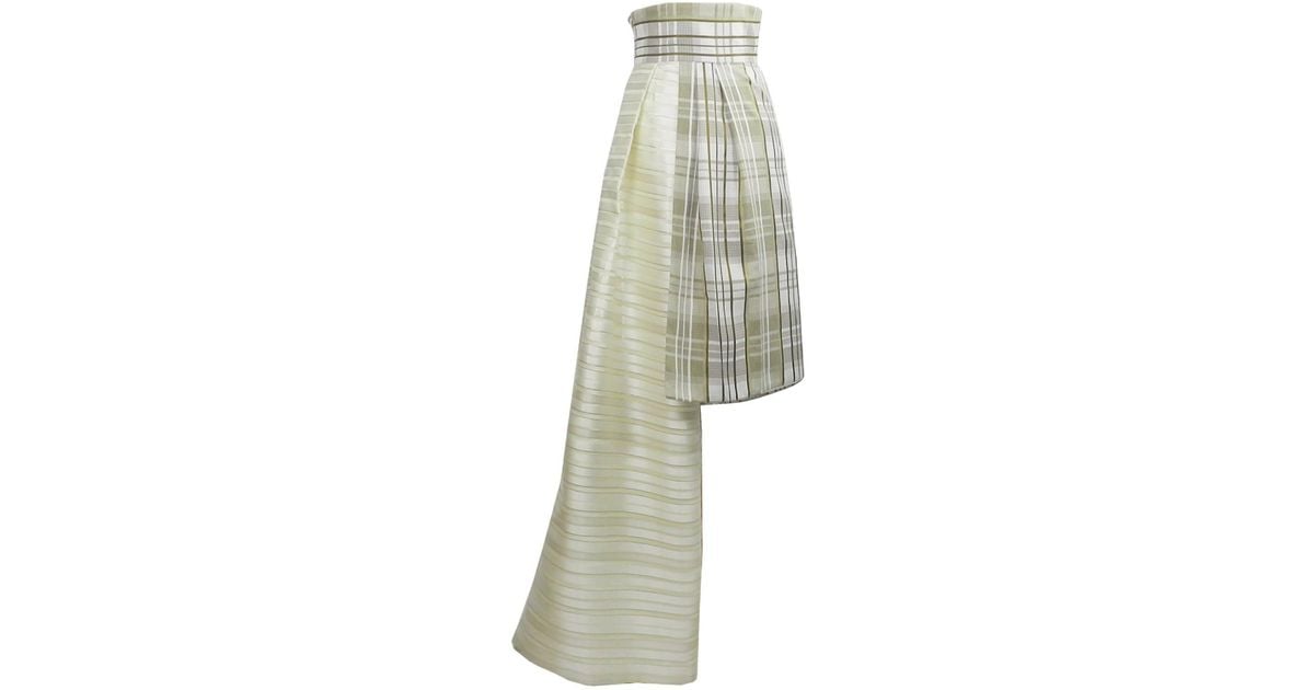 Zaff Ben Jibby Plaid Skants With Sheer Gold Details in White | Lyst