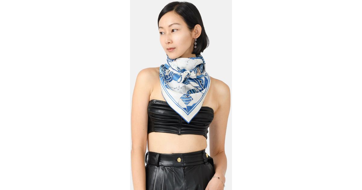 Kargede Marble Odyssey Silk Scarf in Blue | Lyst