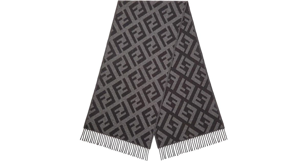 Fendi Ff Cashmere Scarf in Grey for Men | Lyst UK