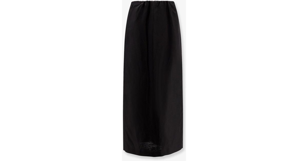 The Row Saul Cotton And Silk Long Skirt in Black | Lyst
