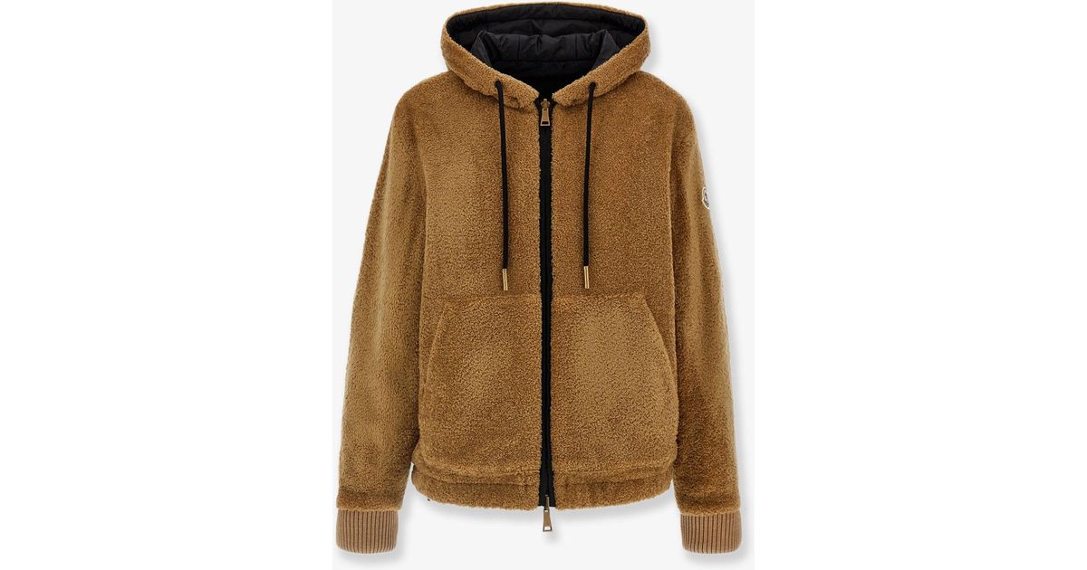 Moncler Reversible Nylon And Teddy Jacket in Natural | Lyst UK