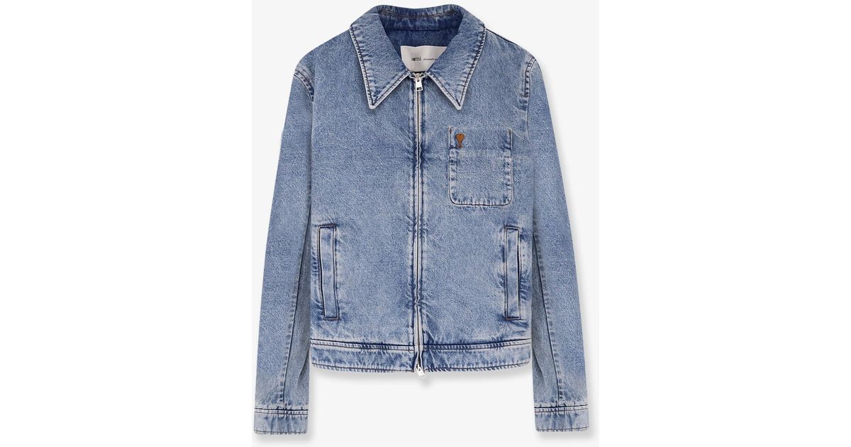 Ami Paris Denim Jacket With Iconic Logo On The Front in Blue for Men ...