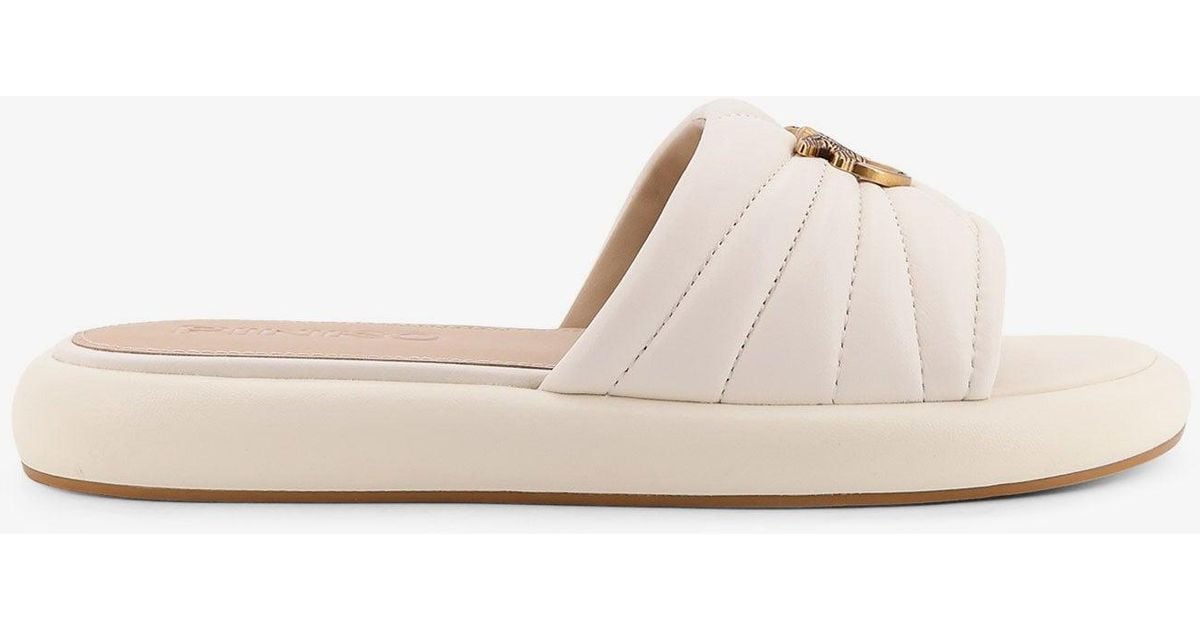 Pinko Fiona Leather Sandals in Natural | Lyst UK