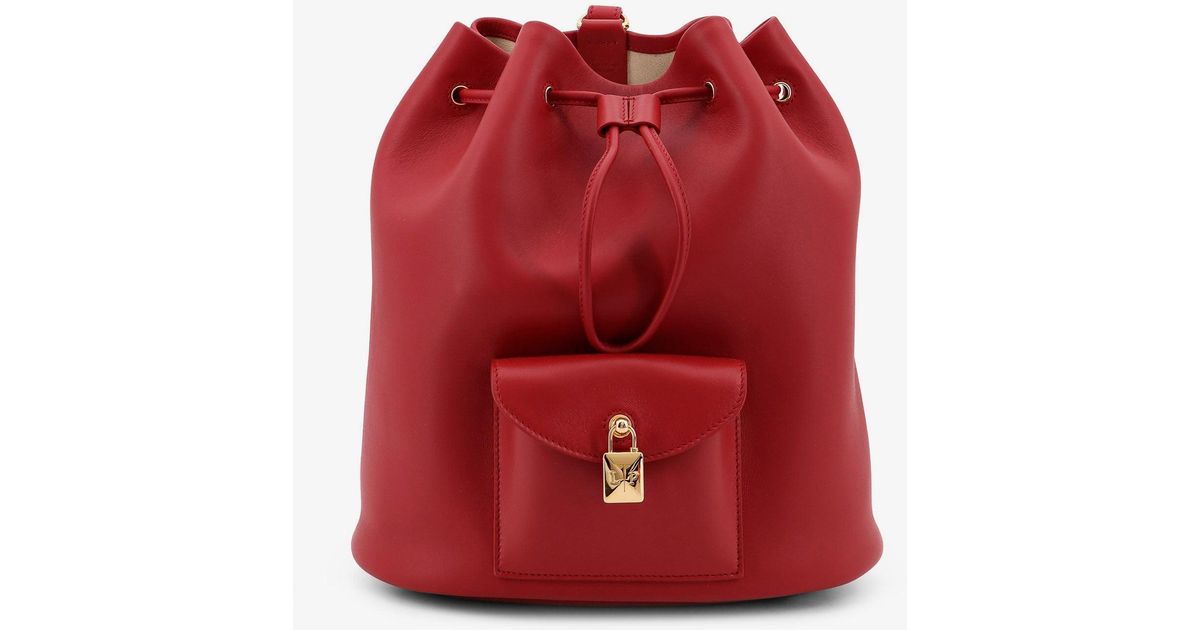 Loro Piana Extra Drawstring L27 Leather Backpack in Red | Lyst