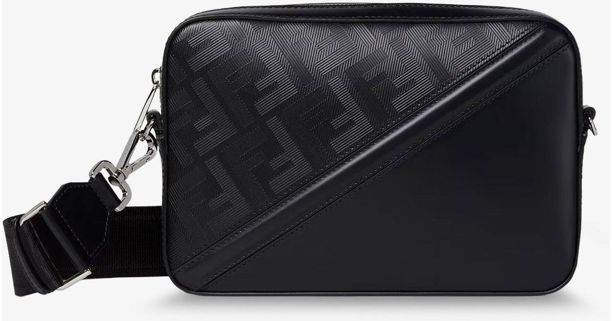 Fendi Camera Case Leather Crossbody Bag With Engraved Logo Lettering in ...
