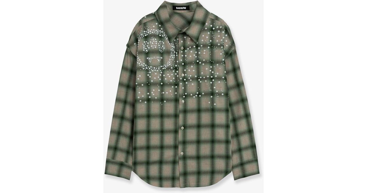 Barrow Shirt With Check Pattern And All-Over Studs in Green for Men ...