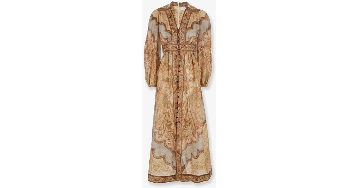 Zimmermann Wanderlust Linen Dress in Natural | Lyst UK