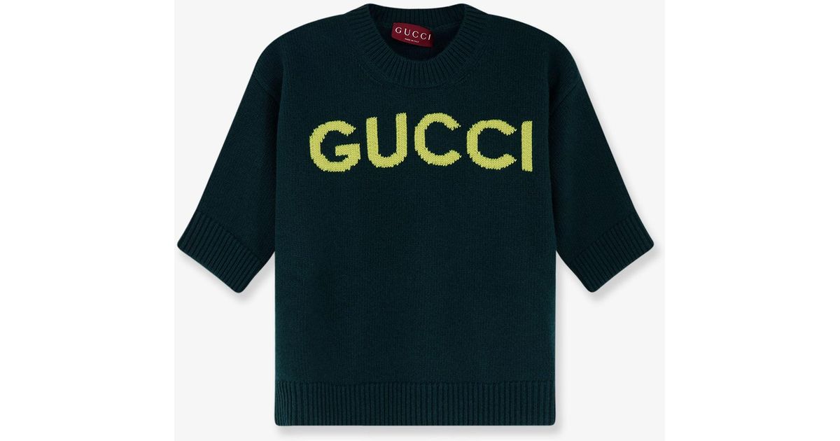 Gucci Wool Sweater With Frontal Logo Embroidery in Blue | Lyst UK
